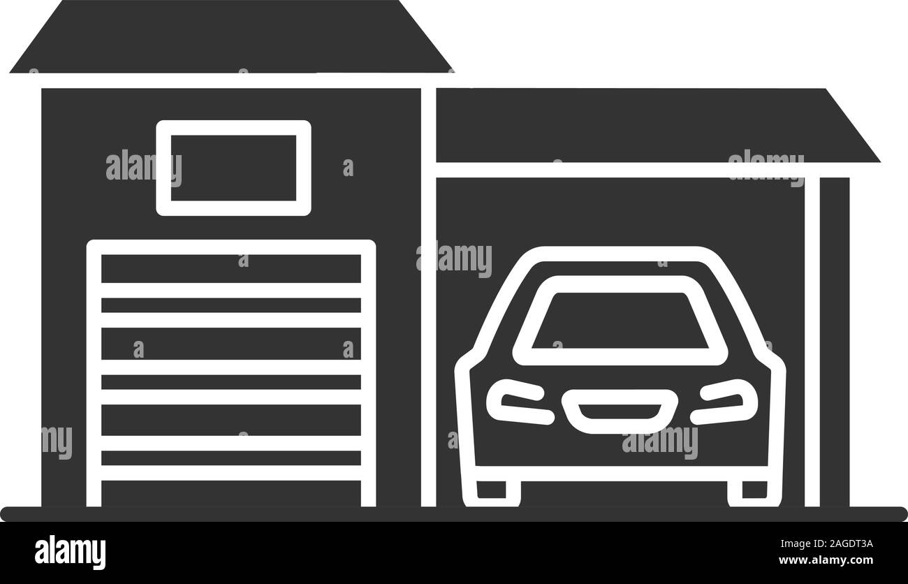 Garage glyph icon. Auto workshop. Silhouette symbol. Negative space ...