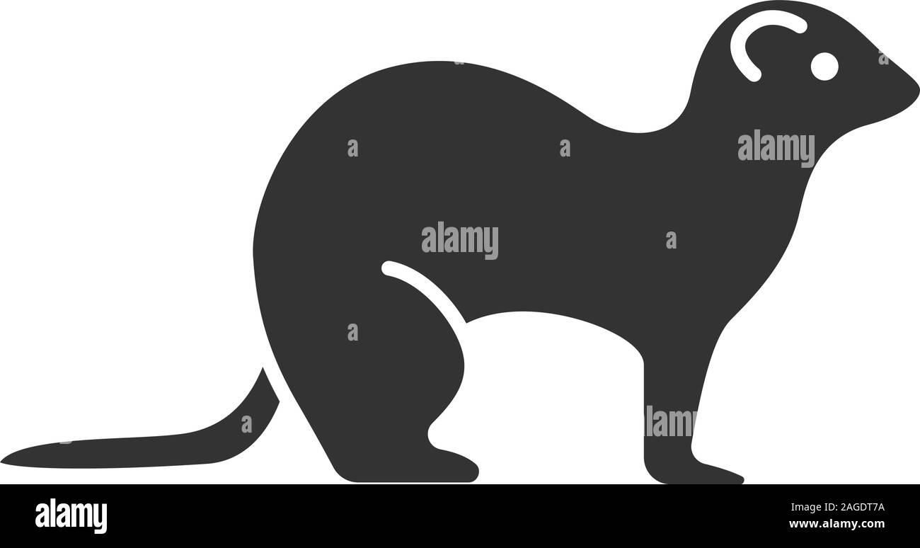 Ferret glyph icon. Polecat. Silhouette symbol. Negative space. Vector ...