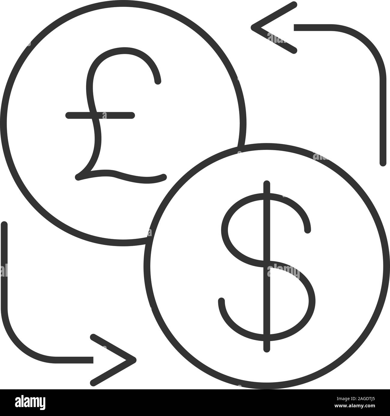 Dollar and British pound currency exchange linear icon. Thin line ...