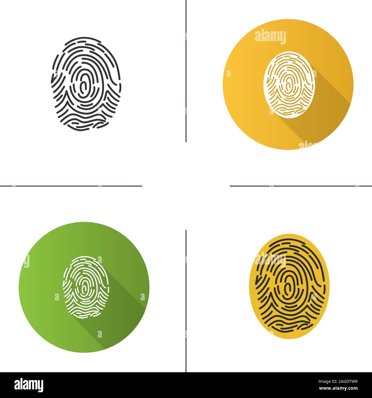 Fingerprint icon. Flat design, linear and color styles. Finger ...