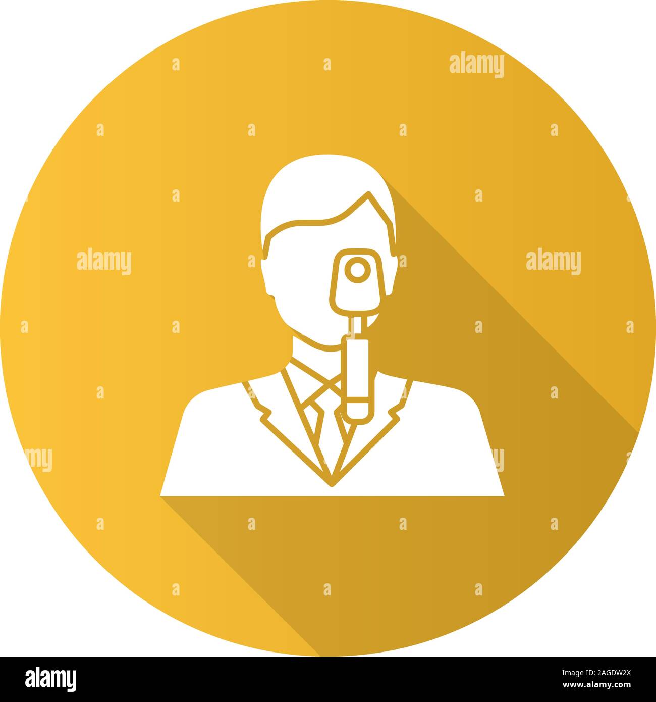 Doctor With Ophthalmoscope Flat Design Long Shadow Glyph Icon