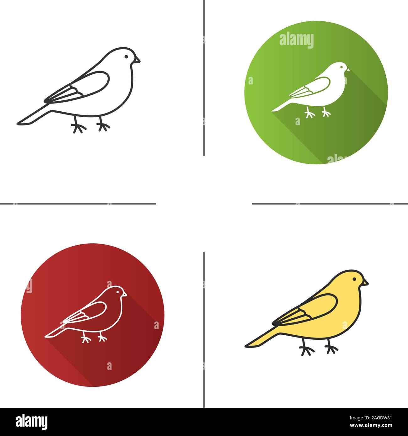 Canary icon. Flat design, linear and color styles. Songbird. Isolated ...