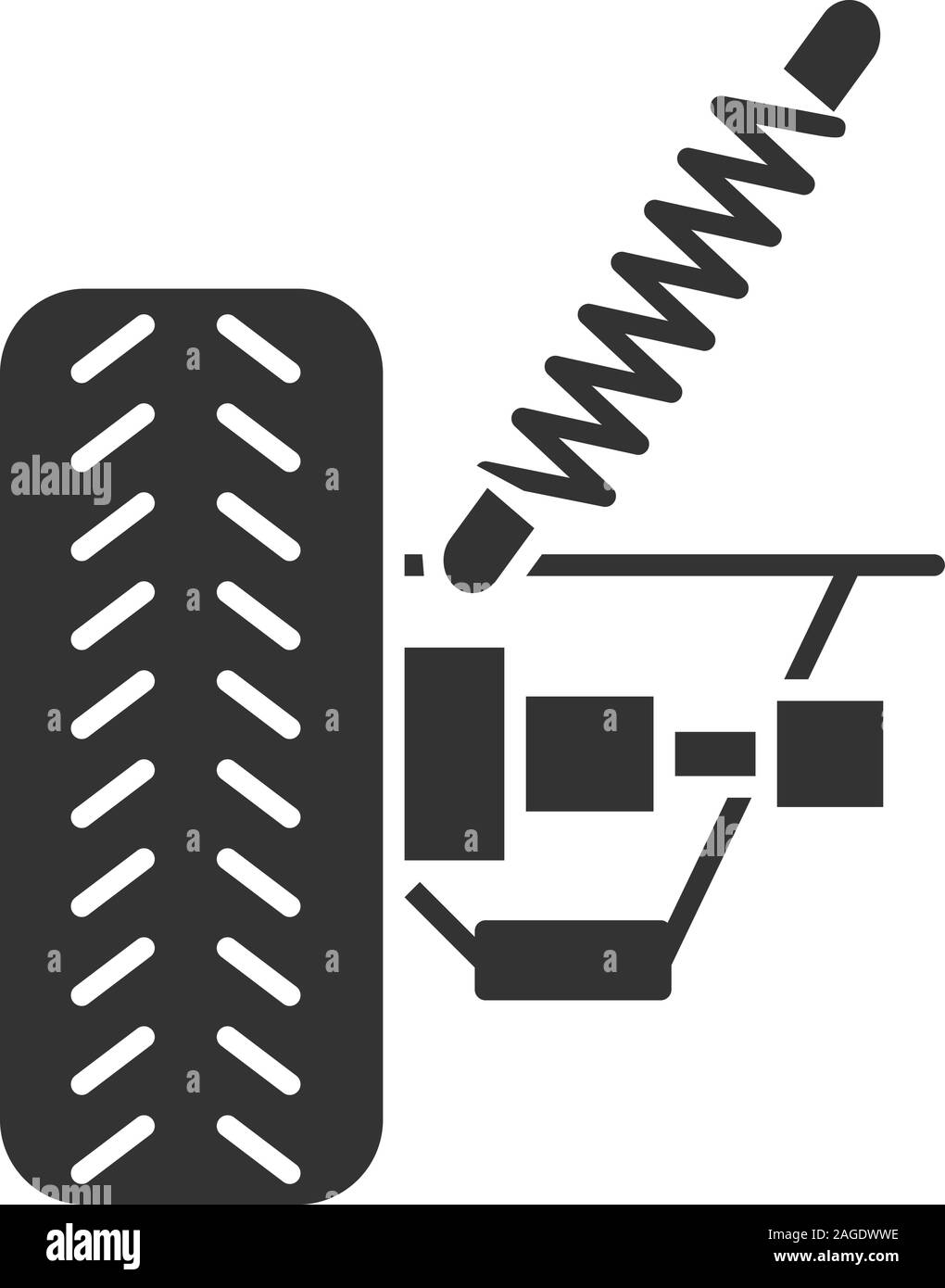 Car suspension glyph icon. Shock absorber. Silhouette symbol. Negative ...