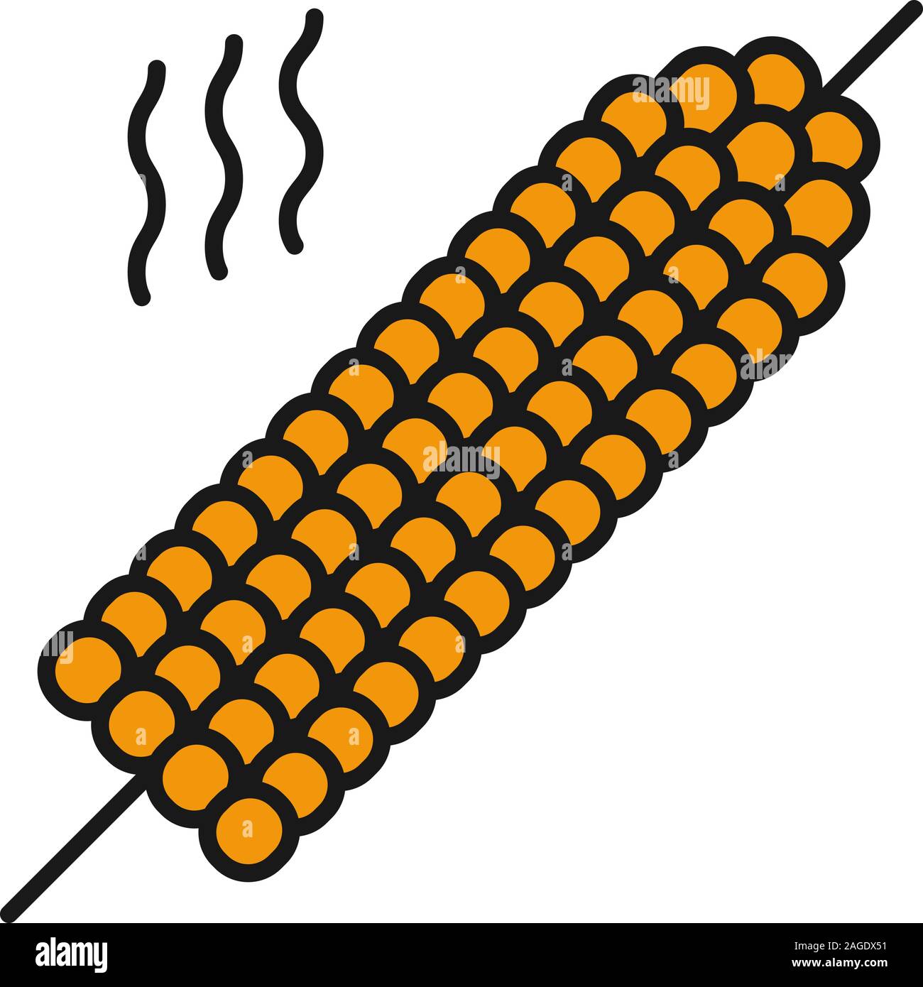 Grilled corn on skewer color icon. Isolated vector illustration Stock ...