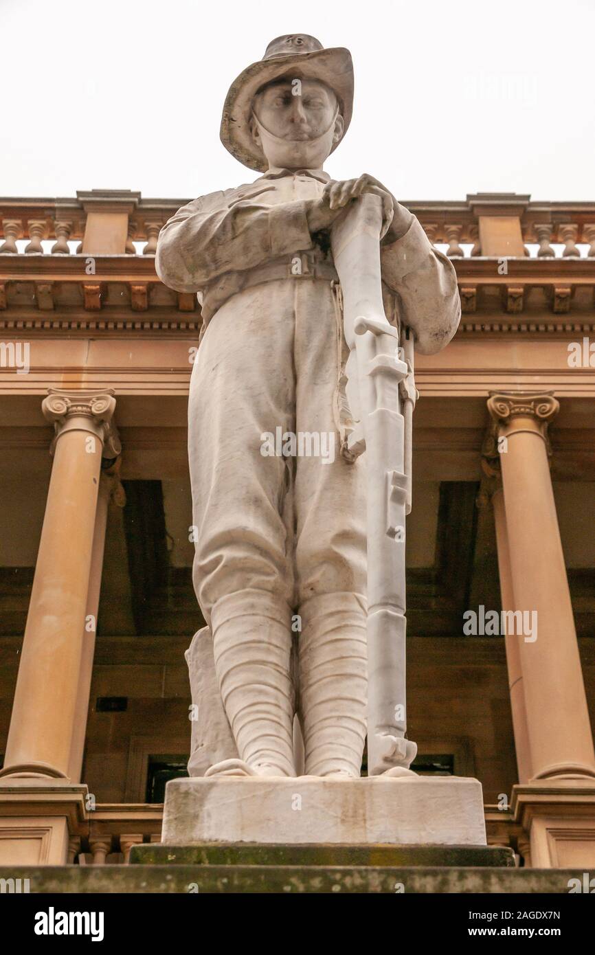 Newcastle, Australia - December 10, 2009: Closeup of white statue of ...