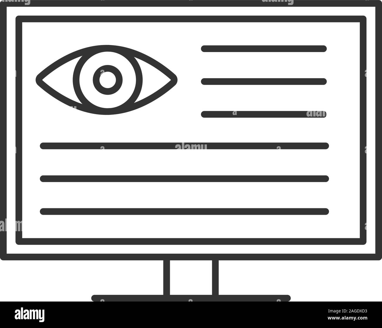 Eye diagnostic computer linear icon. Thin line illustration. Vision ...