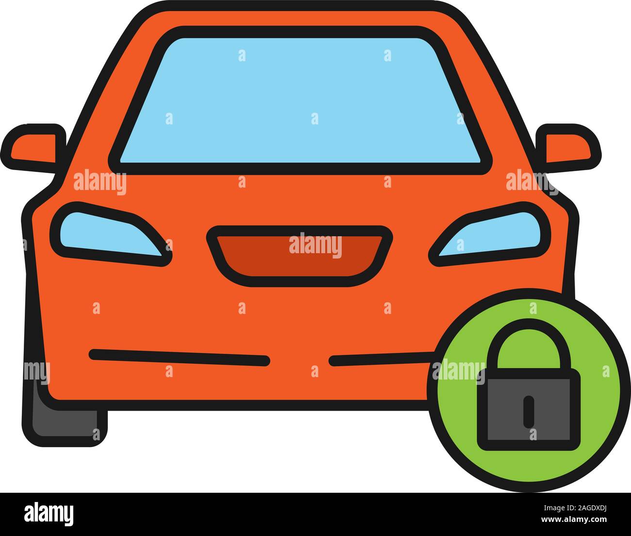 Locked car color icon. Automobile with padlock. Isolated vector ...