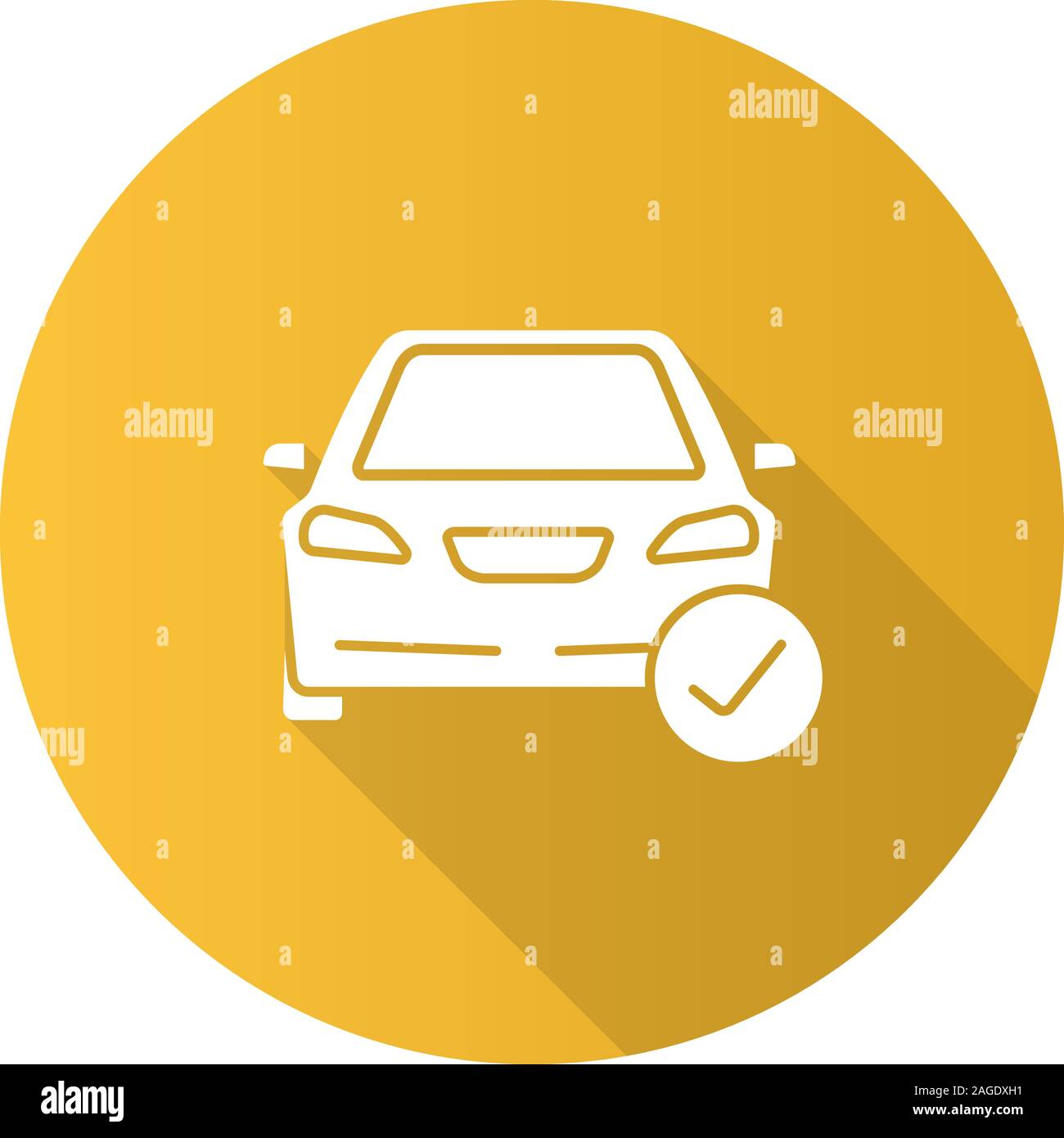 Car with check mark flat design long shadow glyph icon. Total ...