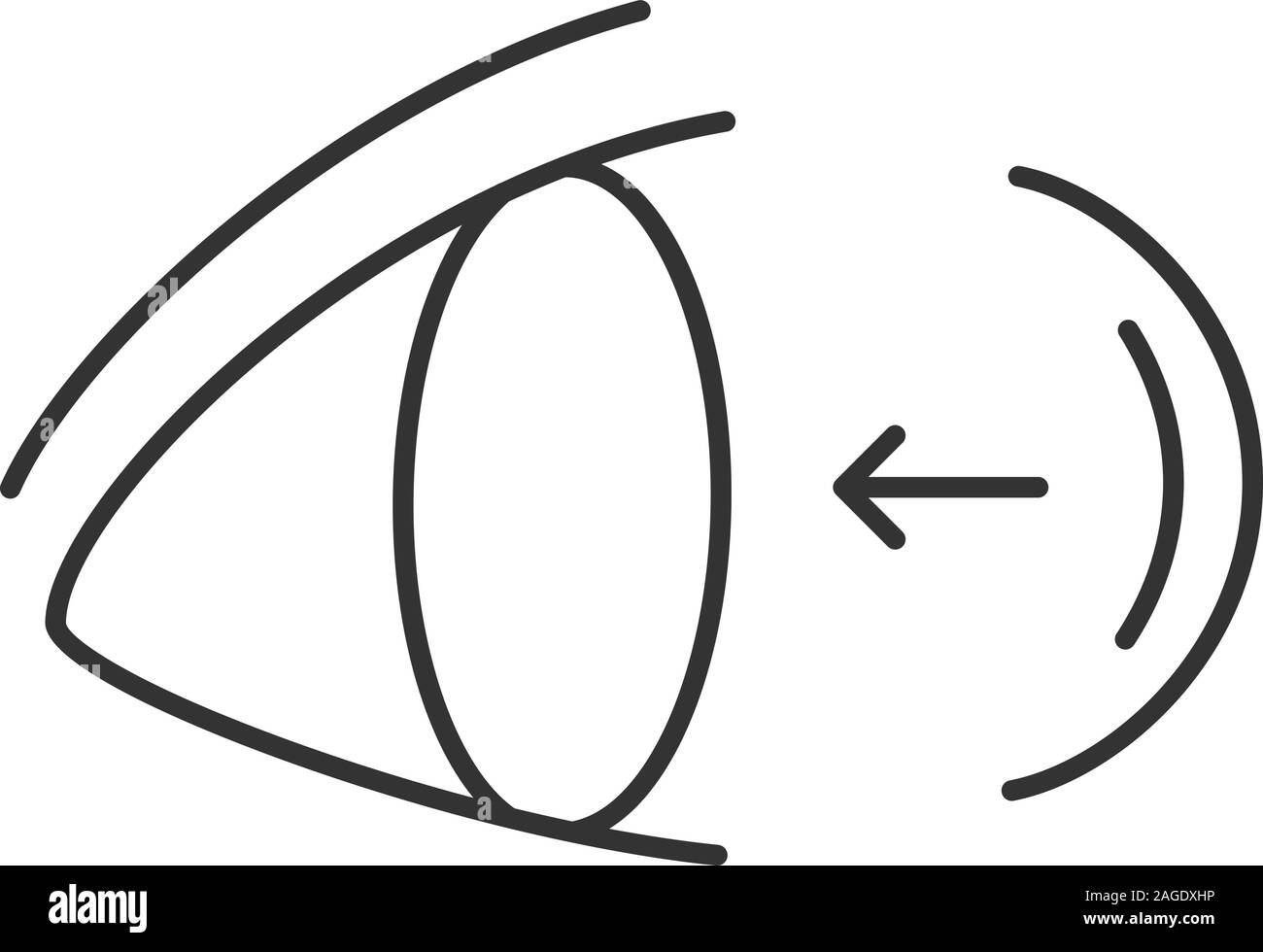 Eye contact lenses putting on linear icon. Thin line illustration ...