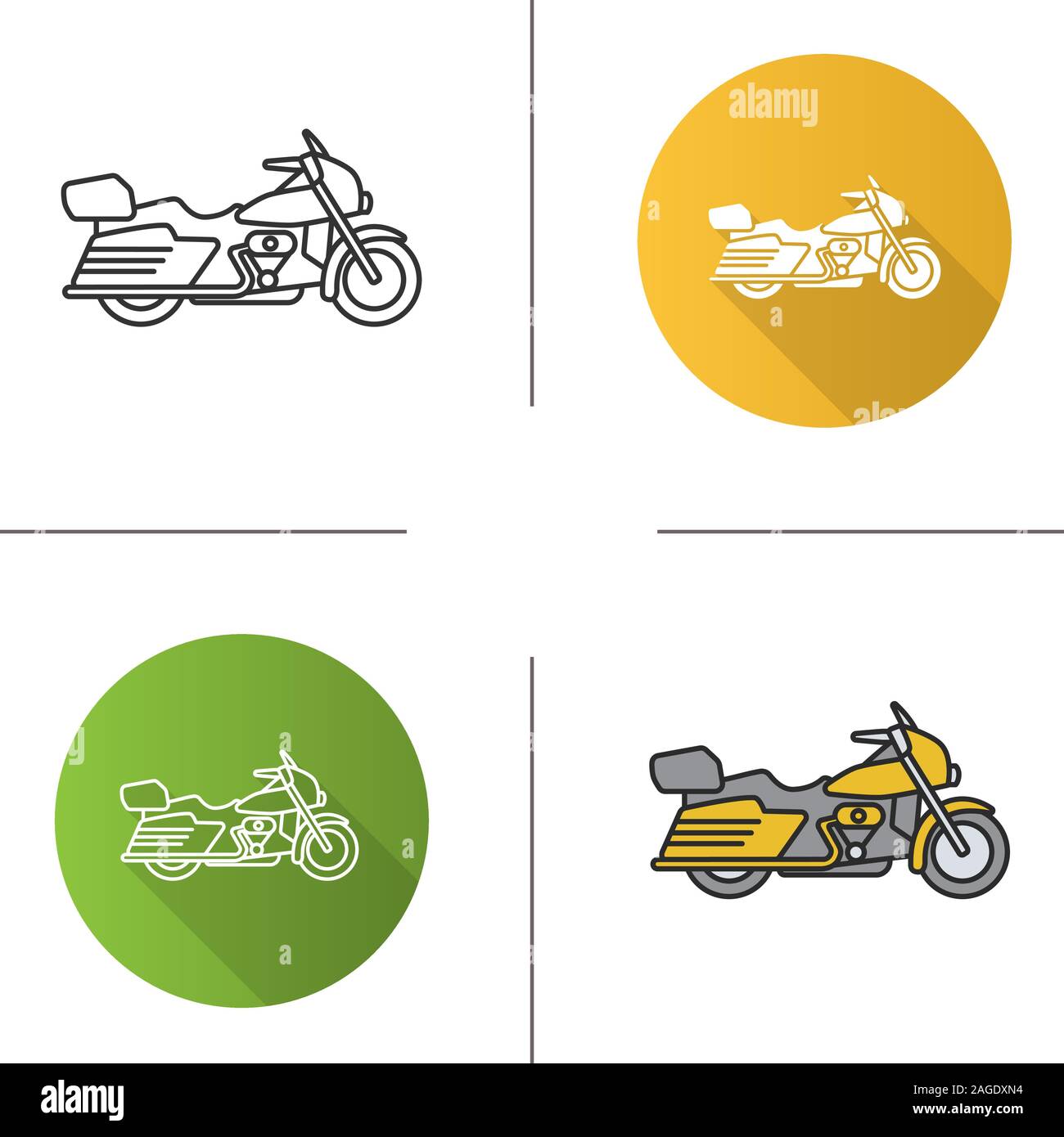 Motorbike icon. Flat design, linear and color styles. Motorcycle ...
