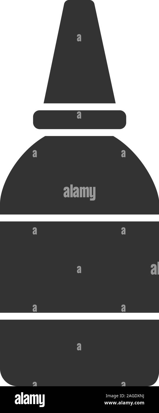 Eye or nasal drops glyph icon. Silhouette symbol. Negative space ...