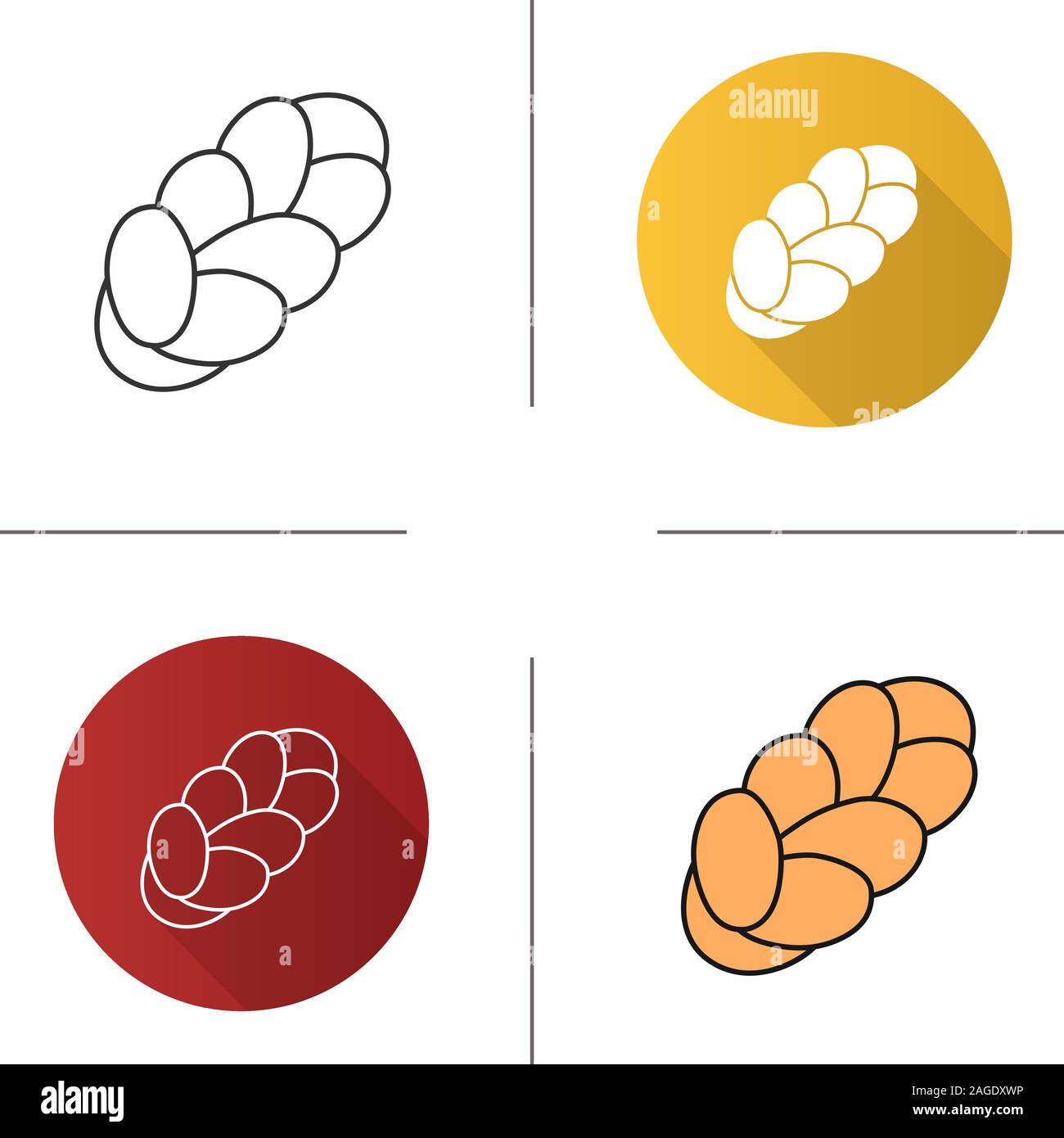 Challah icon. Flat design, linear and color styles. Holiday jewish ...
