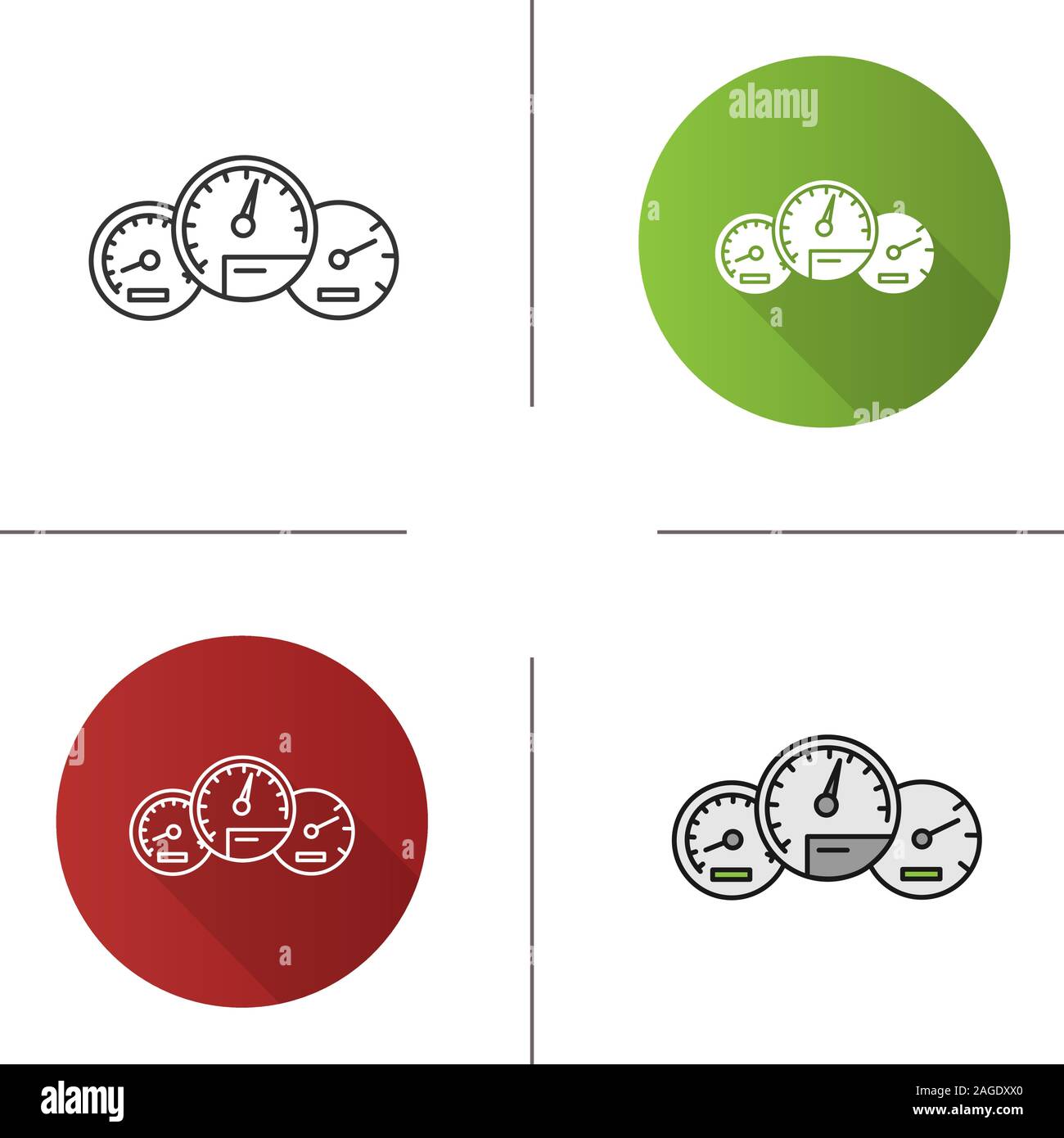 Dashboard icon. Flat design, linear and color styles. Car instrument ...