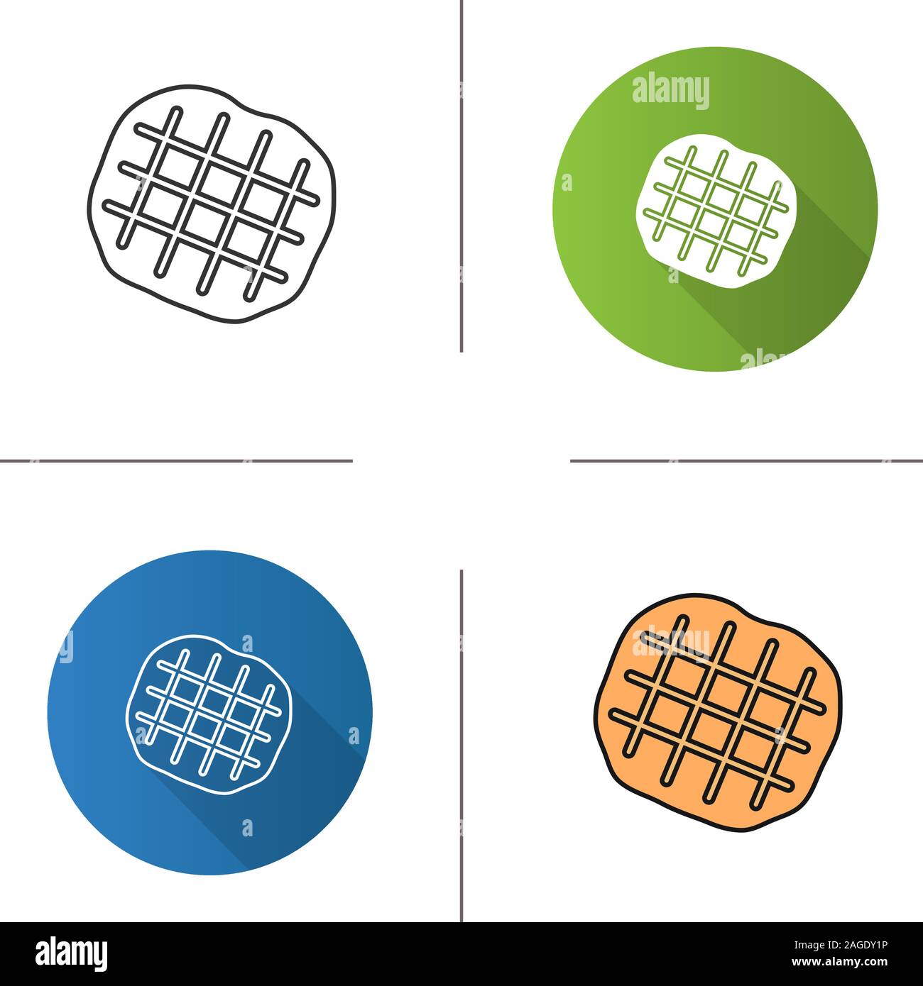 Belgian waffle icon. Flat design, linear and color styles. Isolated ...