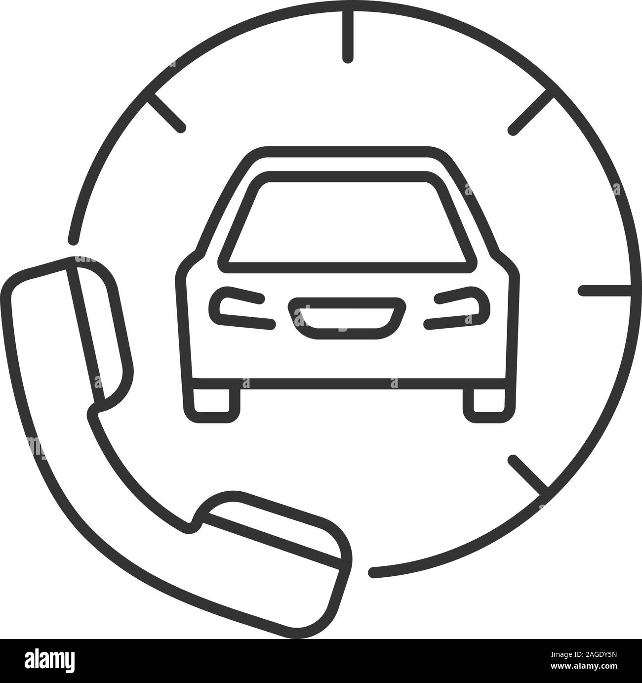 Taxi ordering linear icon. Car with handset. Thin line illustration ...