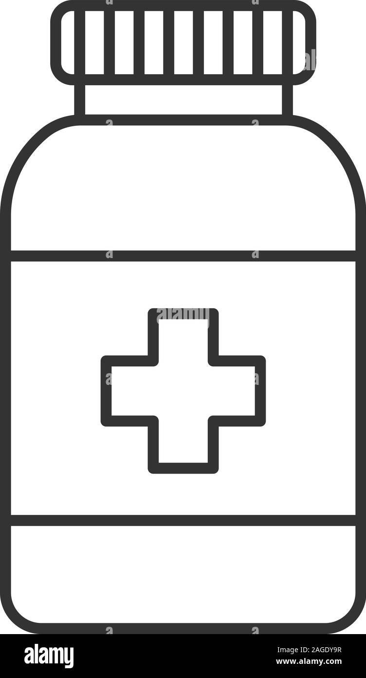 Prescription pills bottle linear icon. Thin line illustration ...