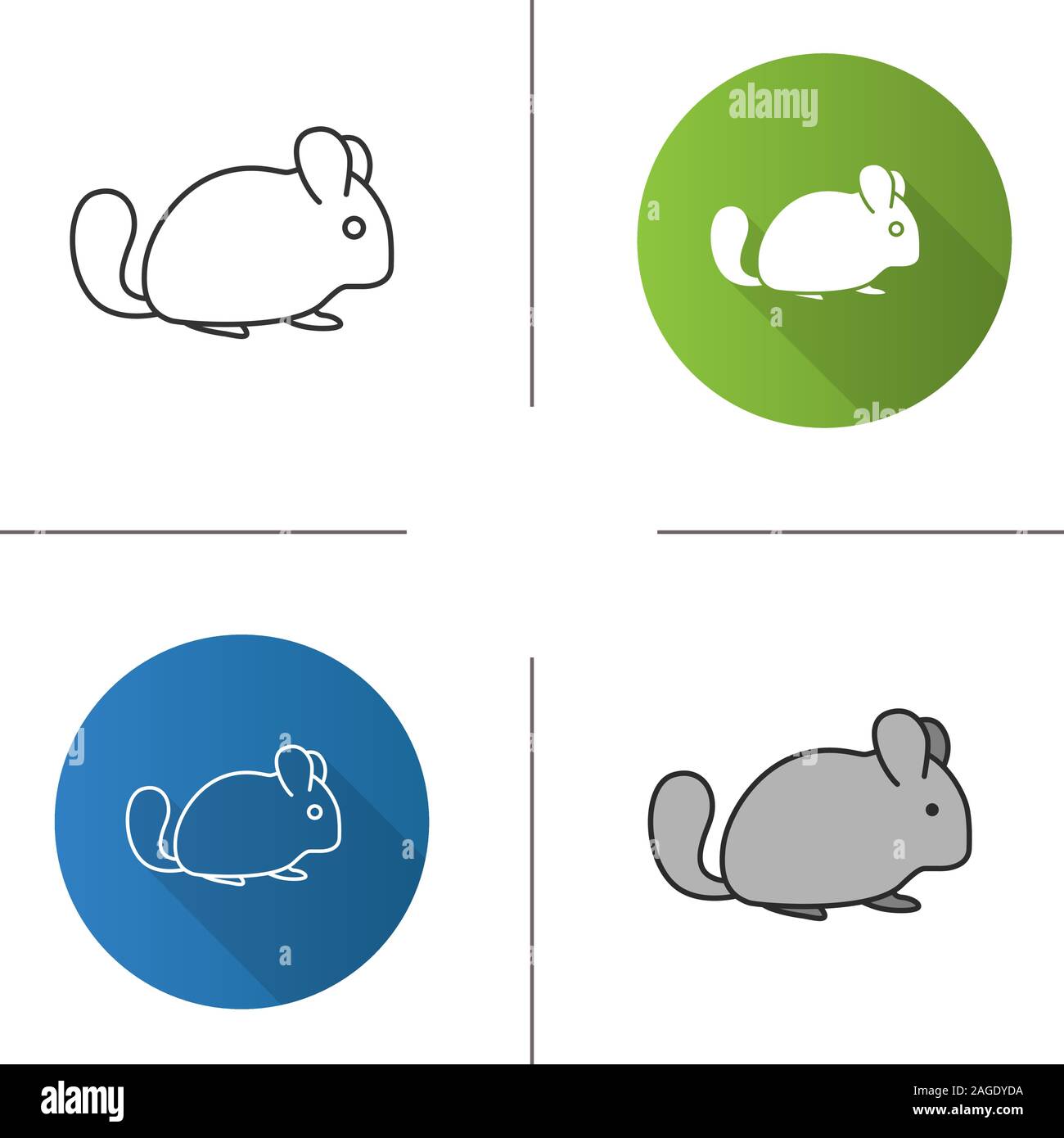 Chinchilla icon. Flat design, linear and color styles. Isolated vector ...