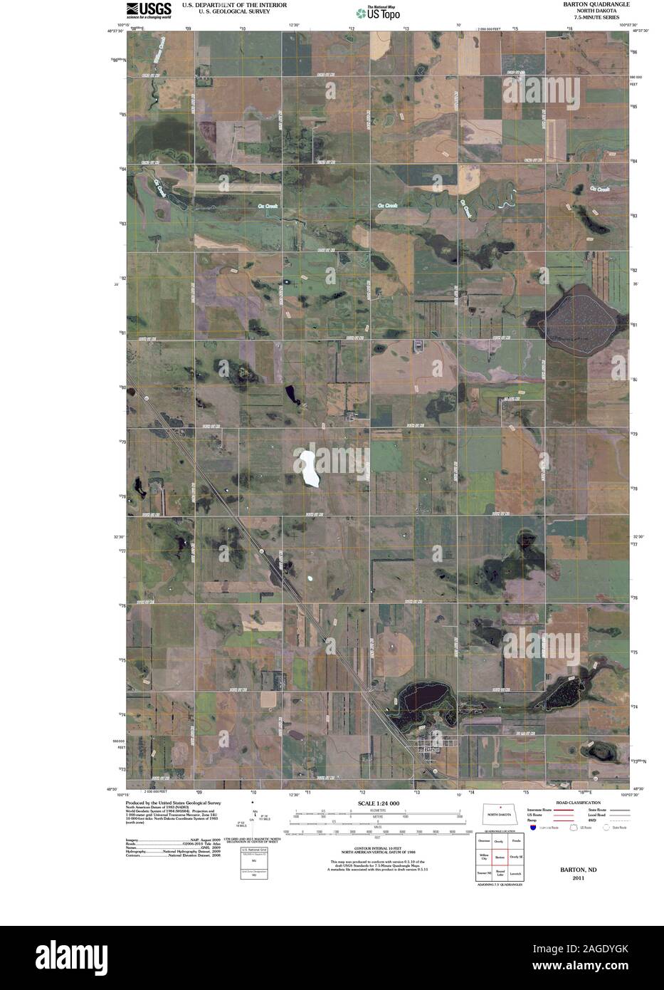 USGS TOPO Map North Dakota ND Barton 20110407 TM Restoration Stock ...