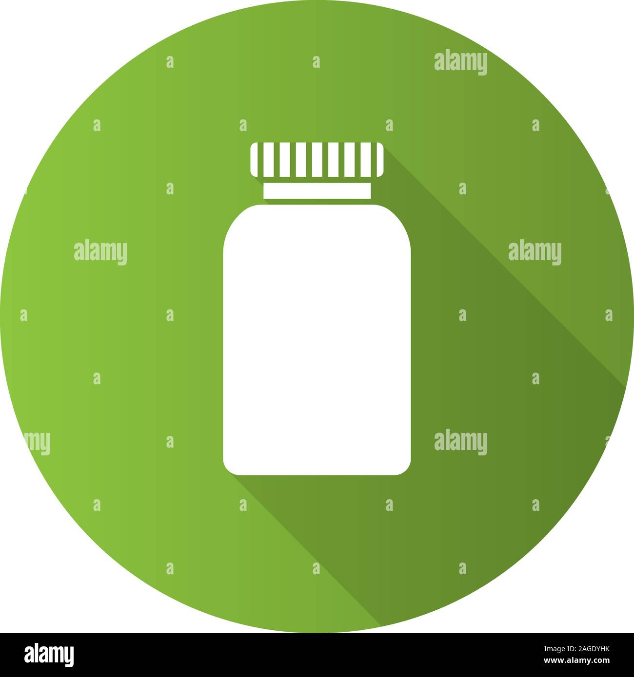 Prescription pills bottle flat design long shadow glyph icon ...