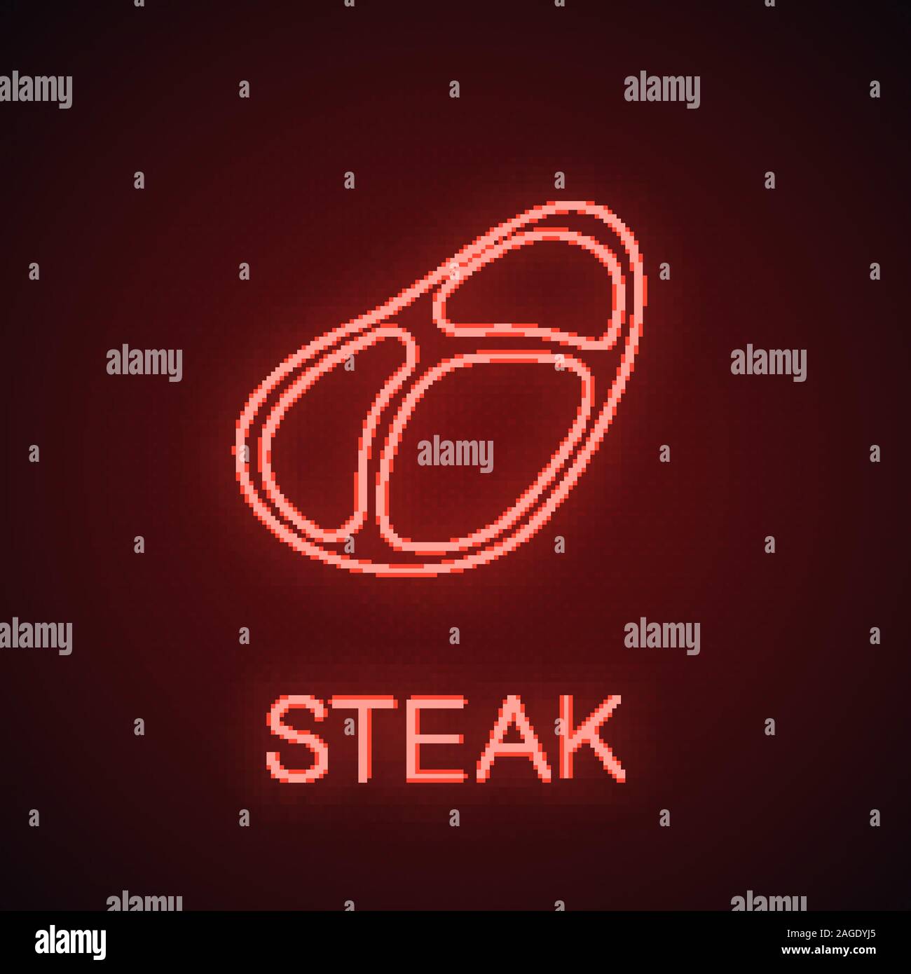 Steak neon light icon. Beefsteak. Glowing sign. Vector isolated ...