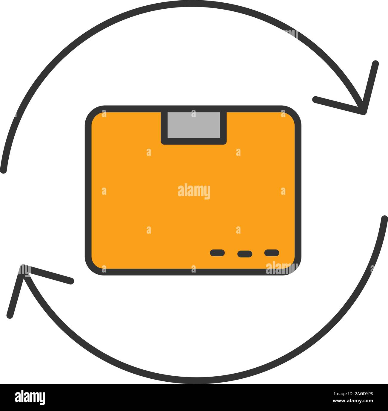 Parcel return service color icon. Repackaging. Cardboard box with ...