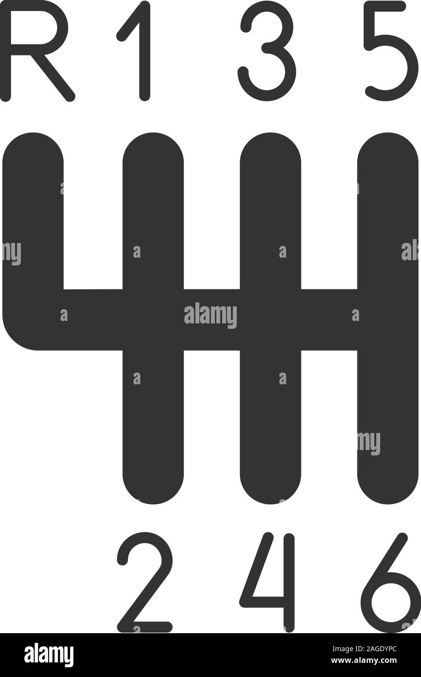Gear stick glyph icon. Gearshift. Silhouette symbol. Negative space ...