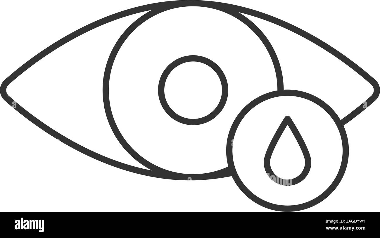 Human eye with drop linear icon. Thin line illustration. Eye drops ...
