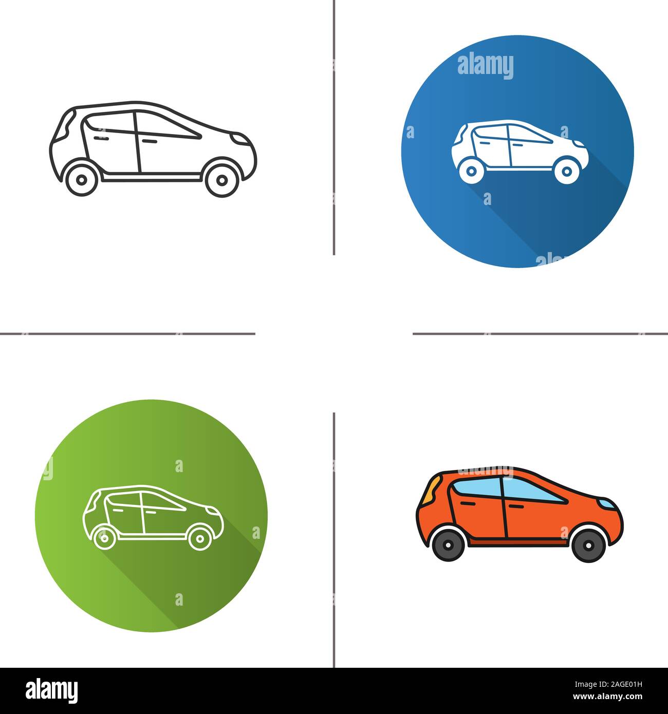 Car side view icon. Flat design, linear and color styles. Automobile ...