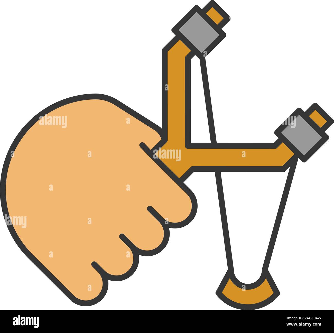 Hand holding slingshot color icon. Isolated vector illustration Stock ...