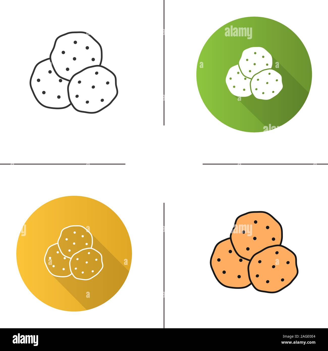 Chocolate chips icon. Flat design, linear and color styles. Cookies ...