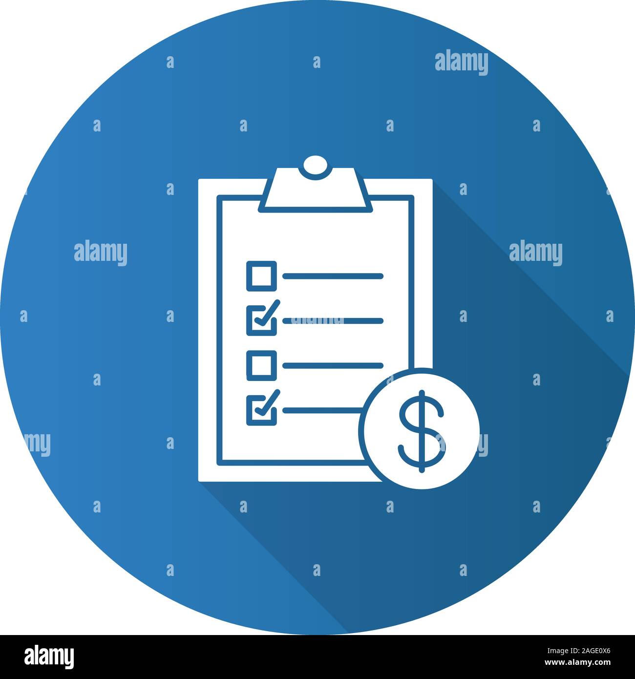 Service list with dollar sign flat design long shadow glyph icon ...