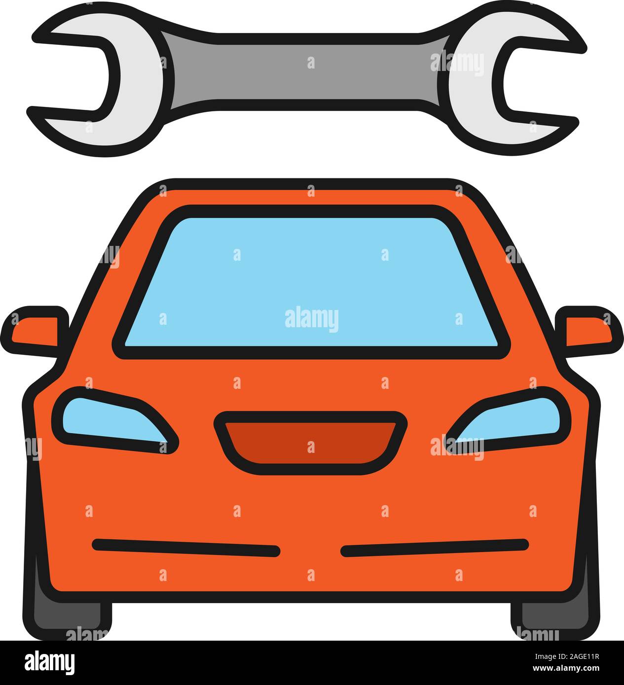 Car with spanner color icon. Auto workshop. Repair service. Isolated ...