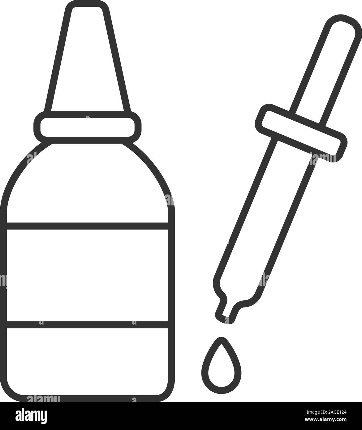 Eye drops and dropper linear icon. Thin line illustration. Liquid ...