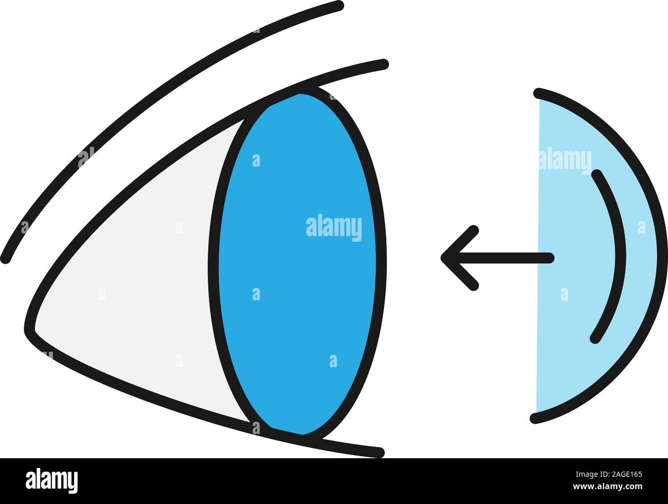 Eye contact lenses putting on color icon. Isolated vector illustration ...