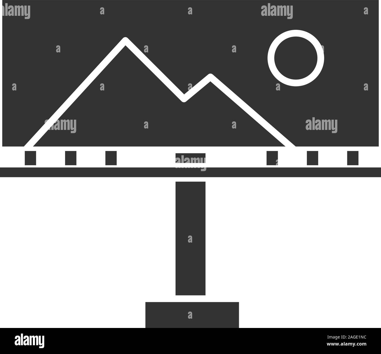 Billboard mockup glyph icon. Silhouette symbol. Large format printing ...