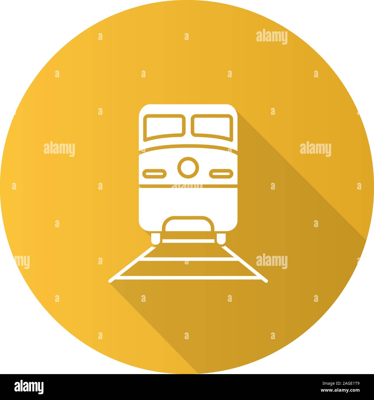 Train flat design long shadow glyph icon. Rail transport vehicle ...