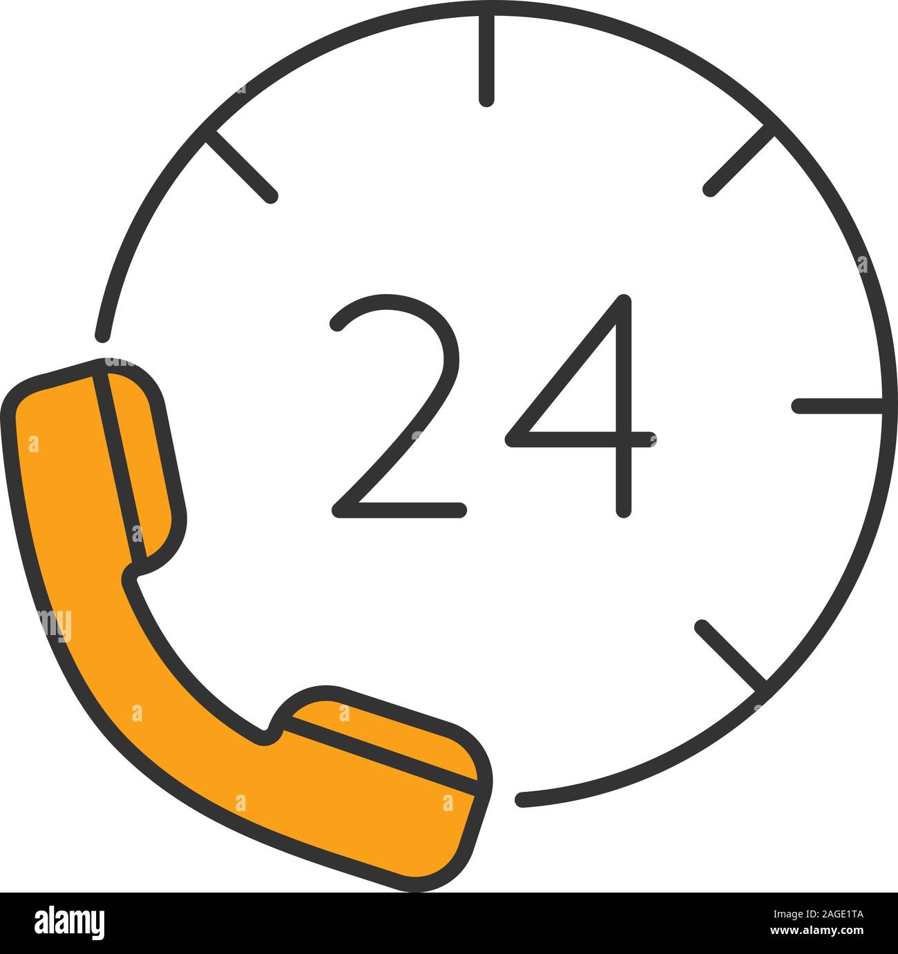 Hotline color icon. Call center. 24 hours phone support. Isolated ...