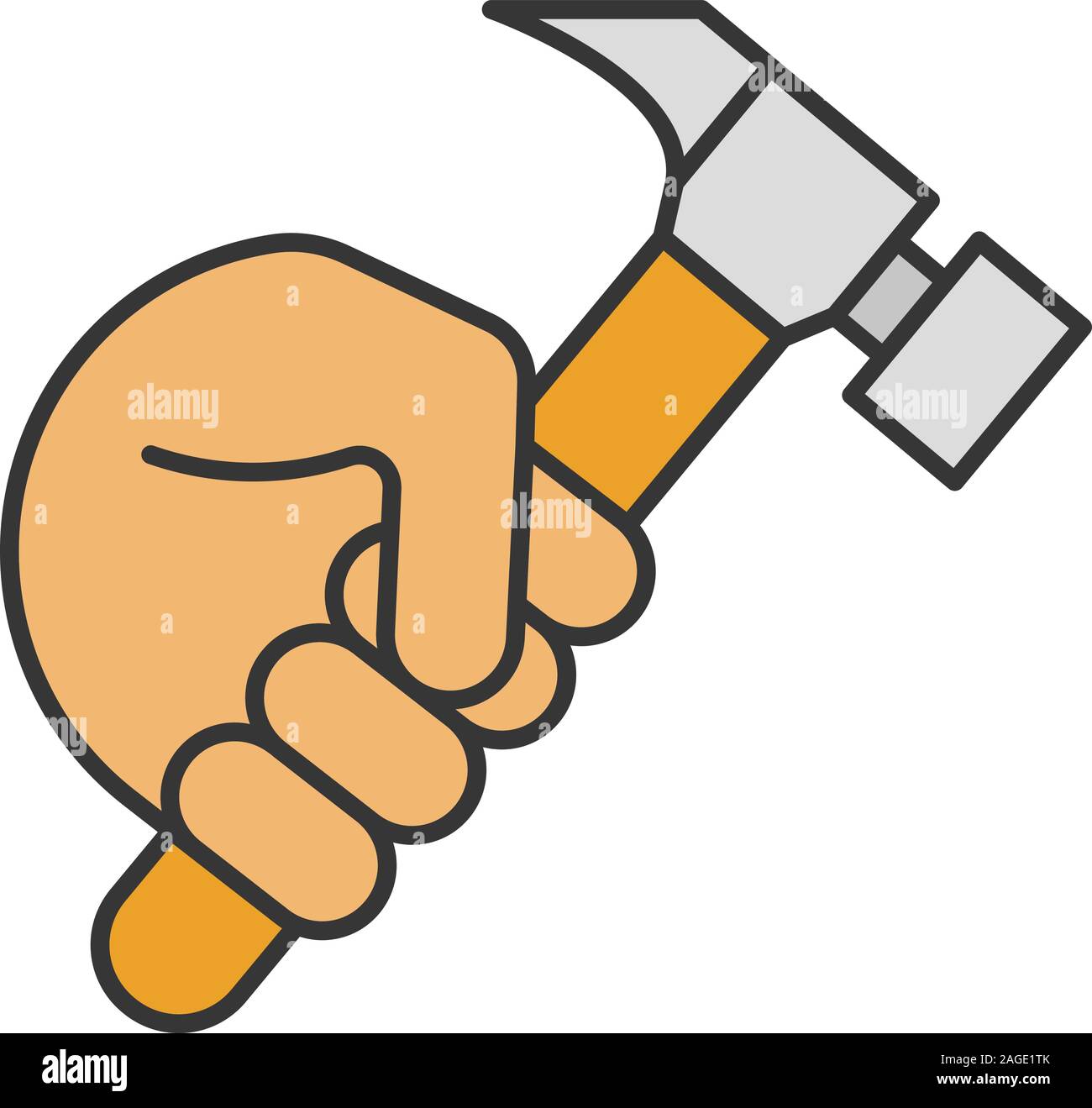 Hand holding hammer color icon. Isolated vector illustration Stock ...