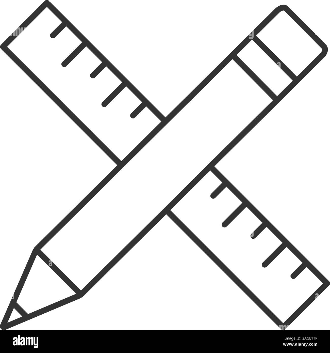 Ruler and pencil linear icon. Thin line illustration. Drawing and ...