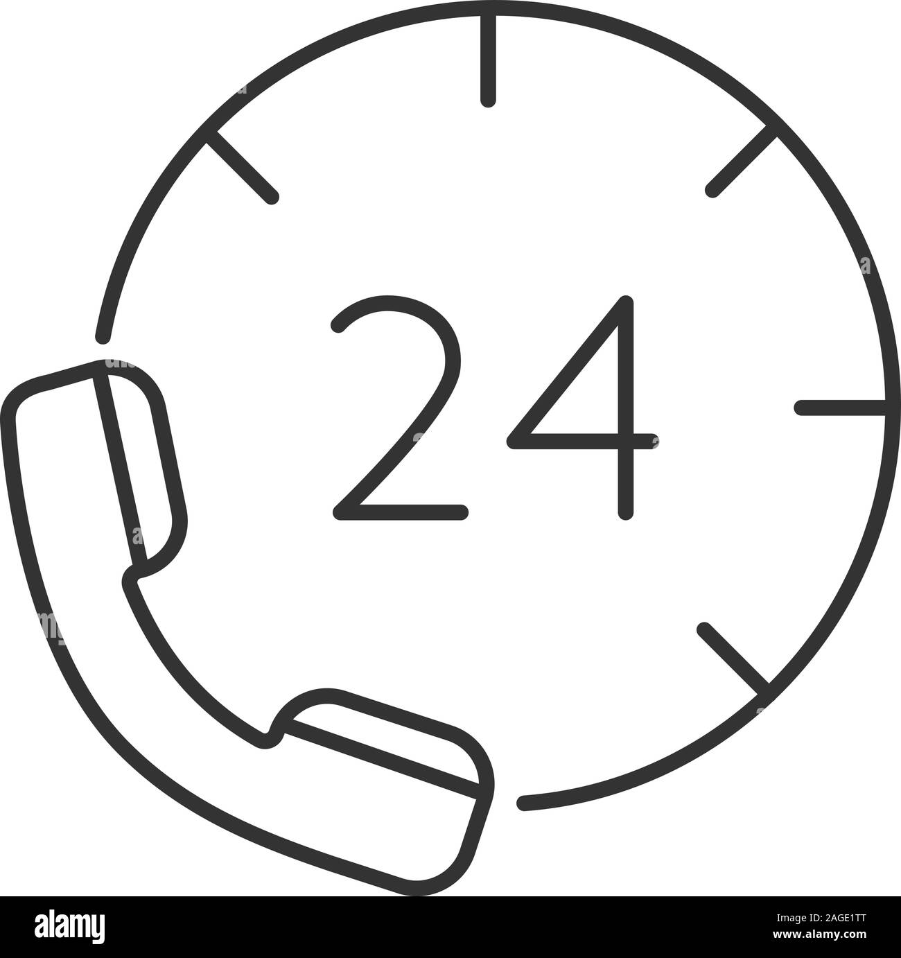 Hotline linear icon. Thin line illustration. Call center. 24 hours ...