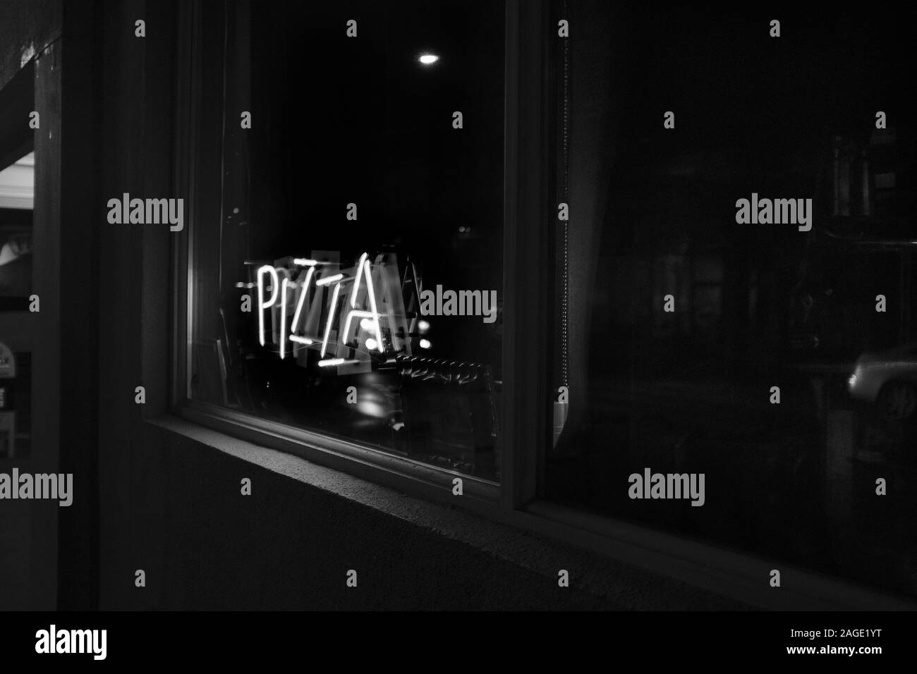 PORTLAND, UNITED STATES - Nov 23, 2019: A grey scale shot of the ...