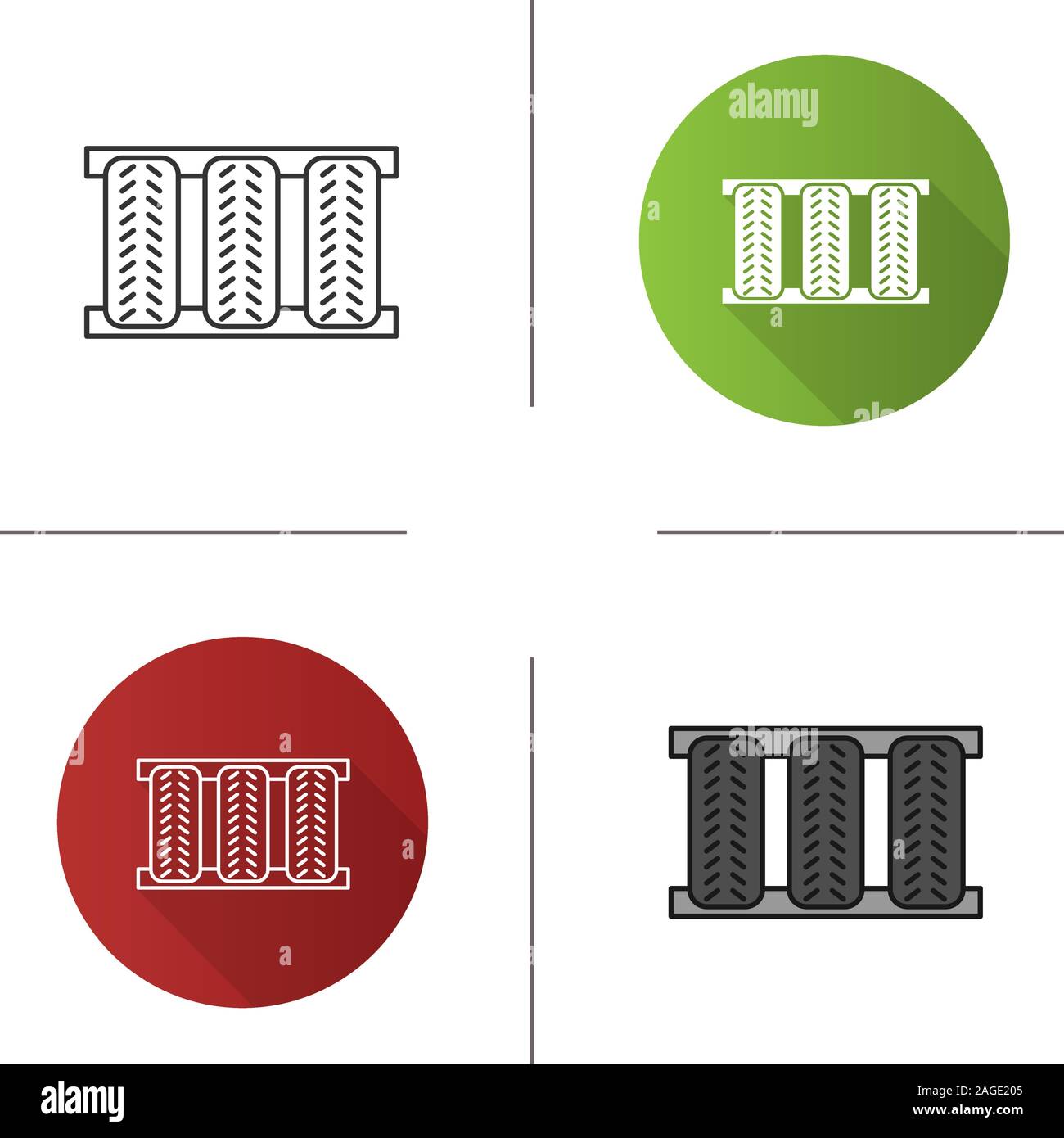 Car tires icon. Flat design, linear and color styles. Automobile wheels ...