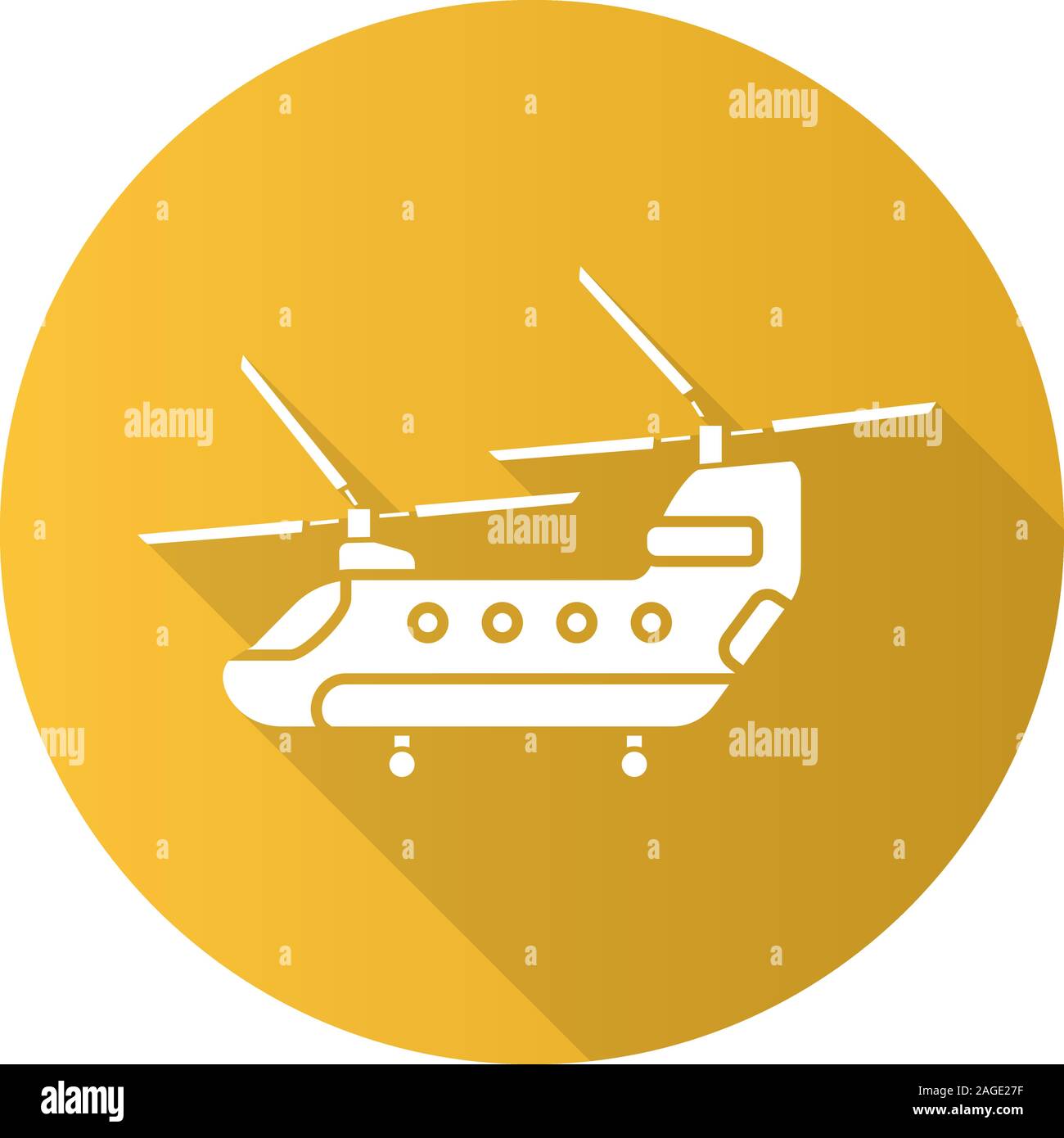 Military helicopter flat design long shadow glyph icon. Chinook. Vector ...