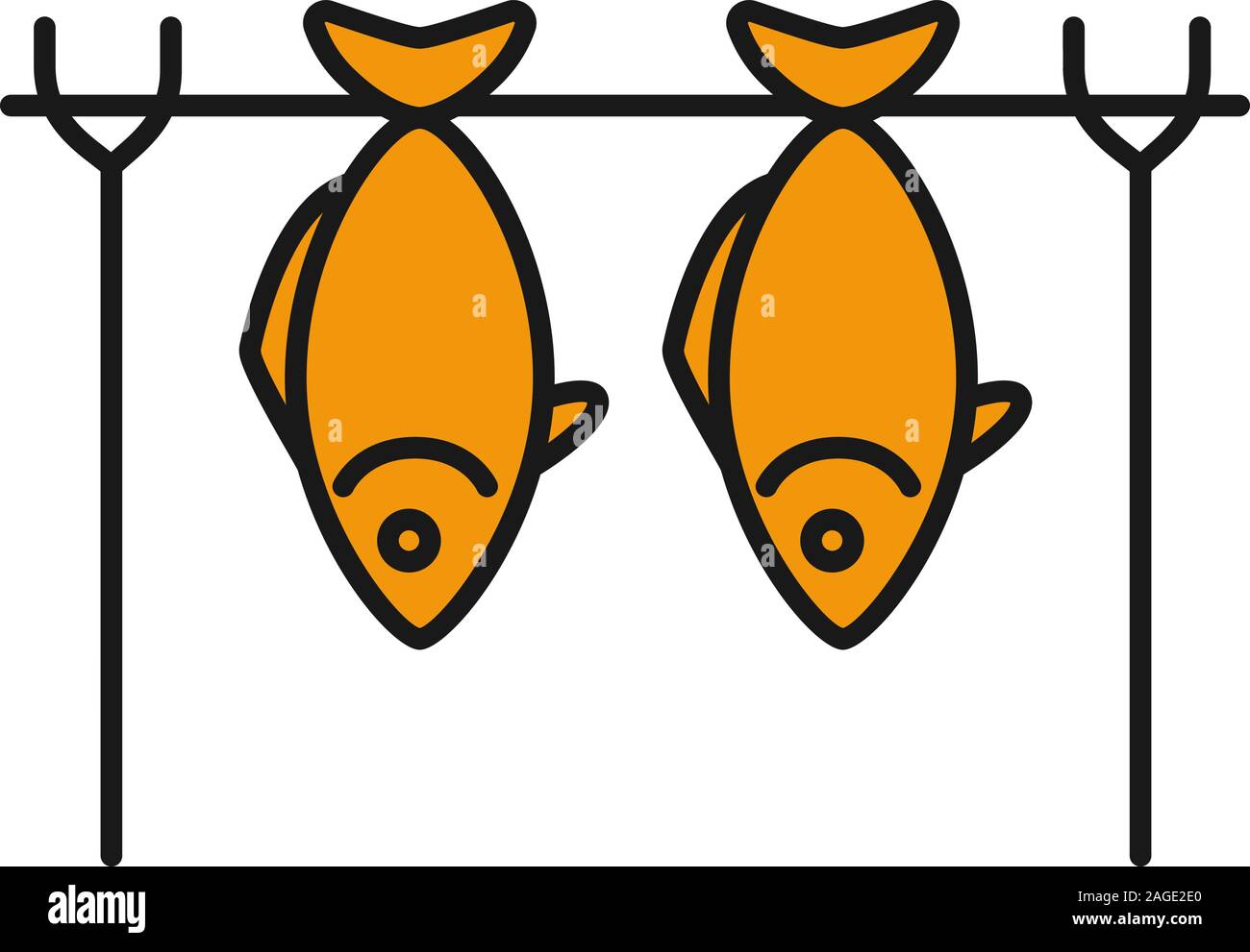 Grilled fish color icon. Drying fish. Isolated vector illustration ...