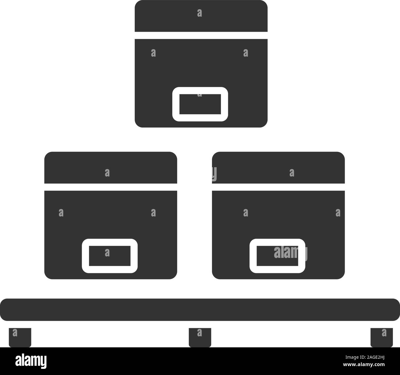 Cardboard boxes on pallet glyph icon. Silhouette symbol. Warehouse ...