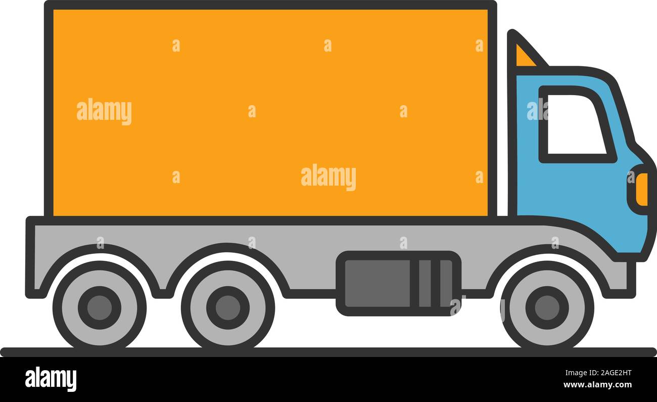 Delivery truck color icon. Freight transport. Isolated vector ...