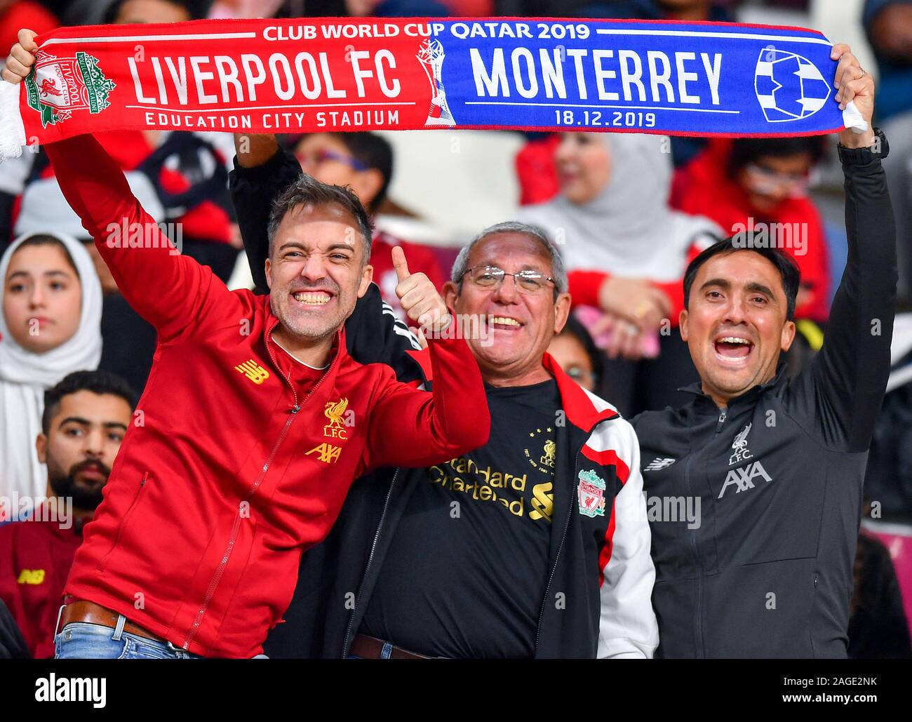 Doha, Qatar. 18th Dec, 2019. Supporters cheer for the teams before the ...