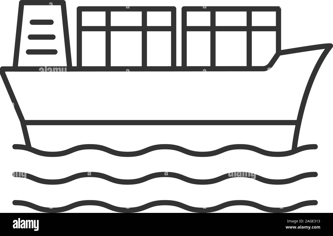 Cargo ship linear icon. Thin line illustration. Tanker. Container ...
