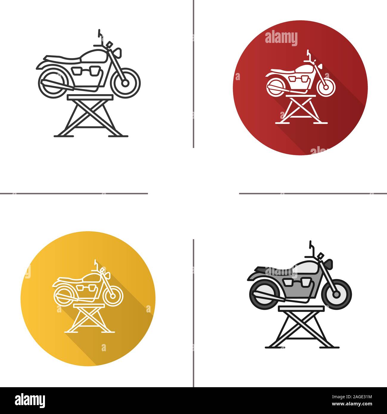 Motorbike jack icon. Flat design, linear and color styles. Motorcycle ...