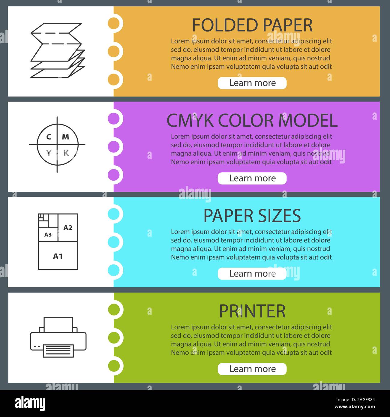 Printing web banner templates set. Polygraphy and typography. Folded ...
